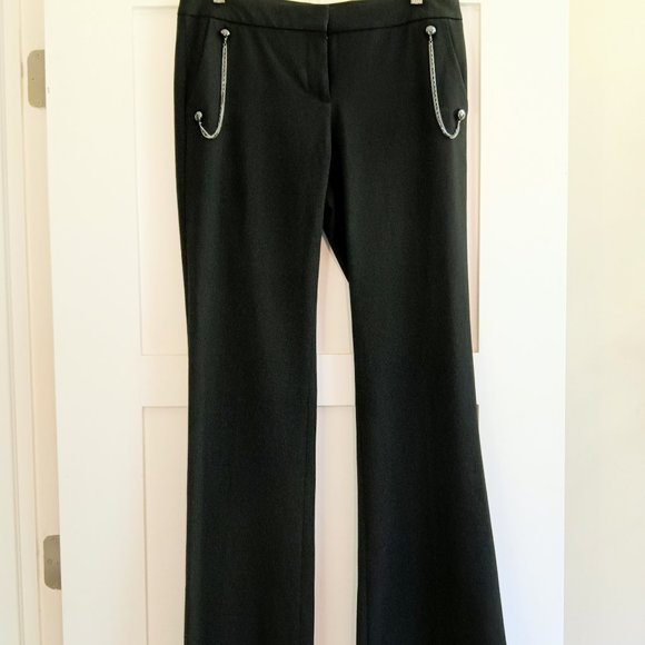 Cache | Pants & Jumpsuits | Cache Black Flare Chain Pocket Detailed ...